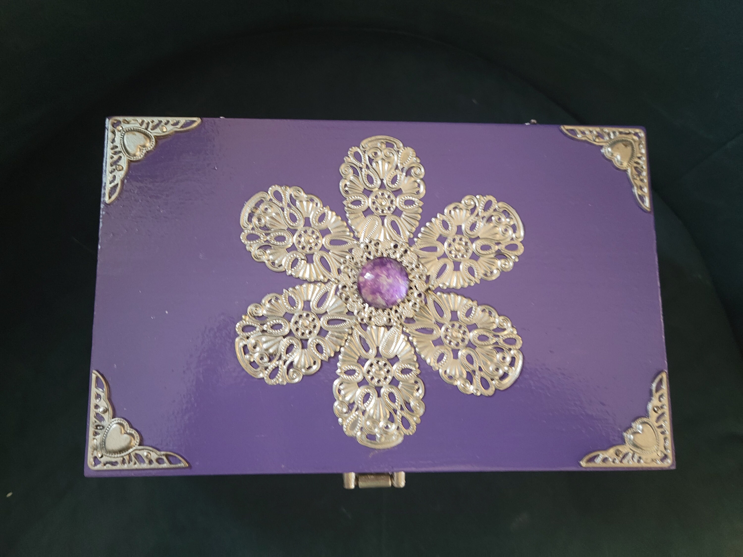 Purple Wood Box With Silver Accents & Velvet Lining - Etsy