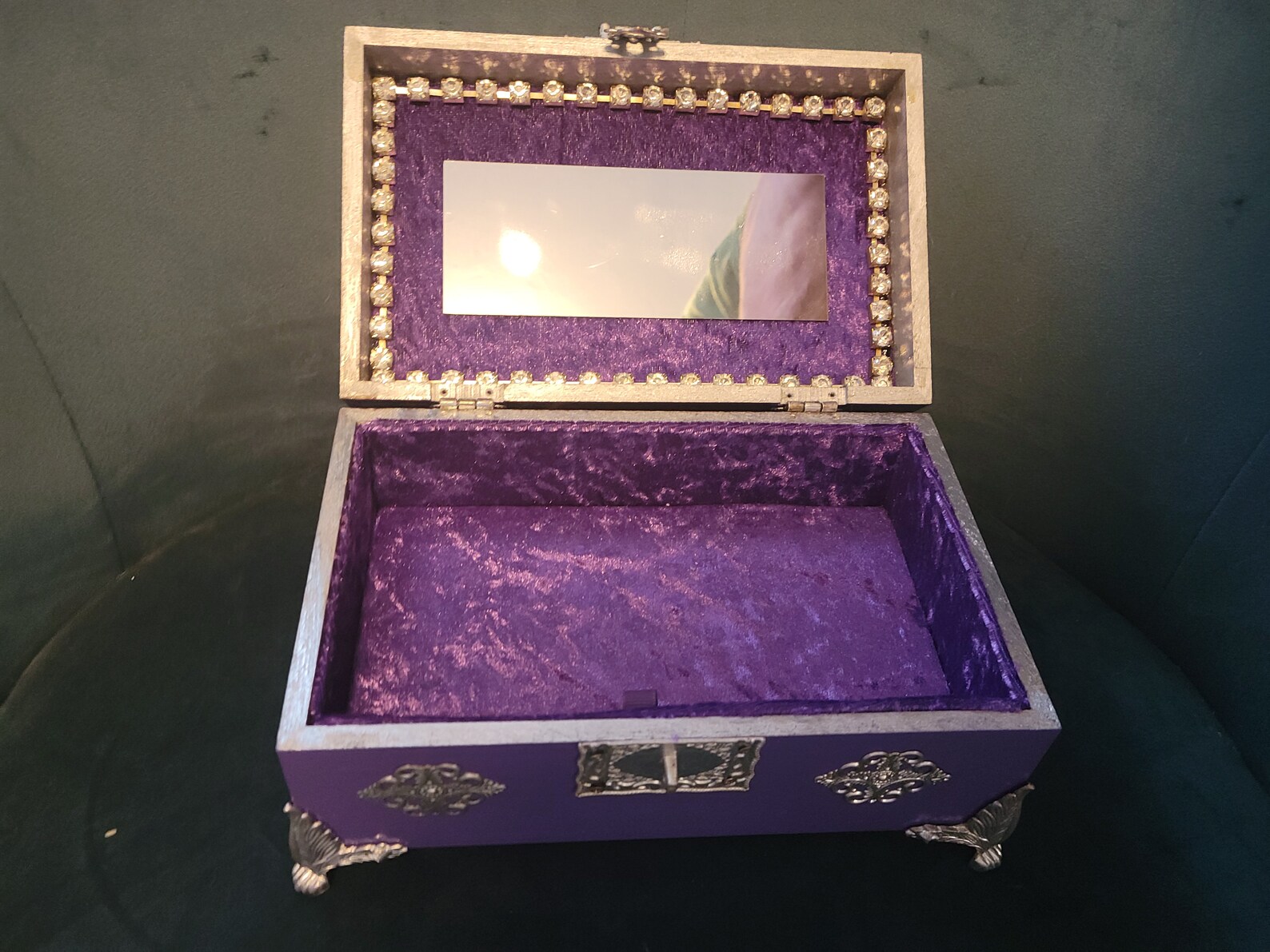 Purple Wood Box With Silver Accents & Velvet Lining - Etsy