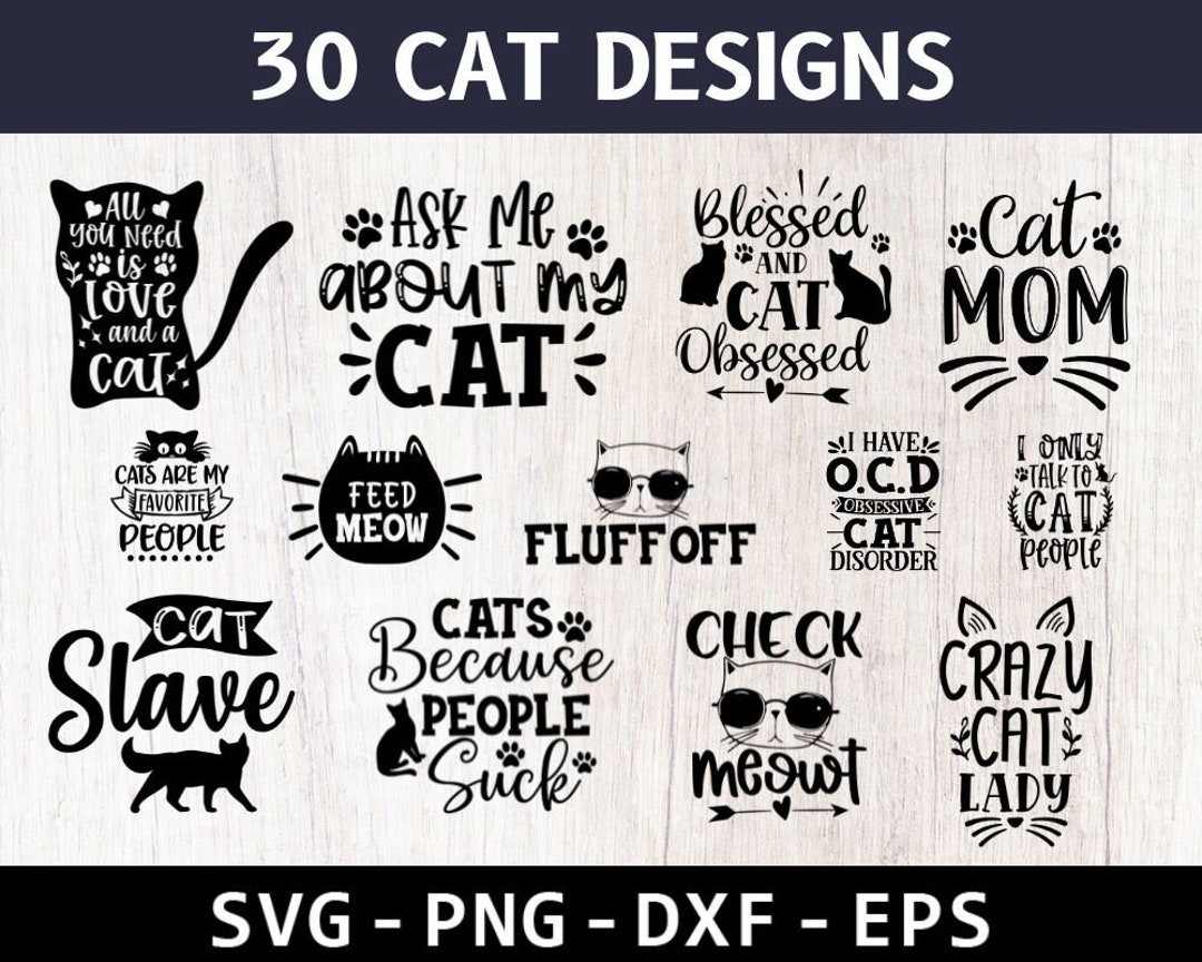 Cats Svg Bundle , Cat Prints, Cat Svg, Png, Cat Svg File, Cat Cut File ...