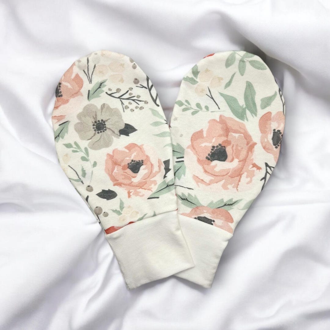 Adult Care Mittens in Floral Print /organic Cotton Eczema Mittens /dry ...