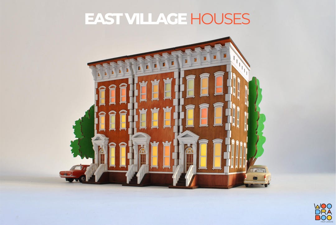 New York City Brownstone Buildings Bookshelf Decor Accessories | NYC ...