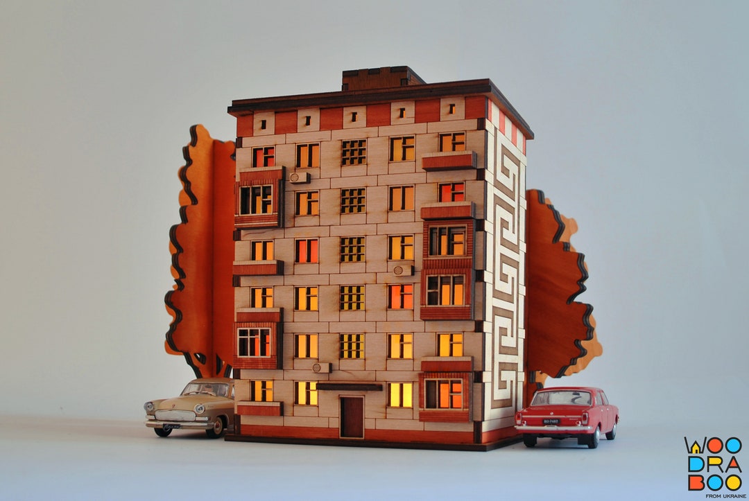 Apartment Building Shaped Lamp Brezhnevka 1.6 Light up House ...