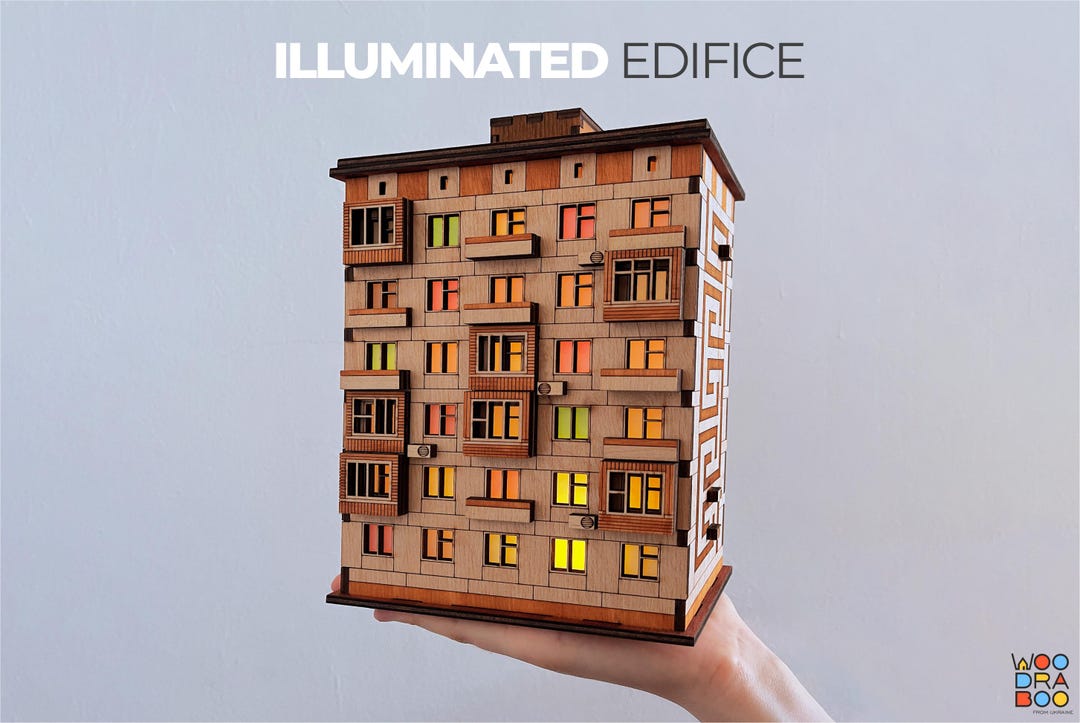 Wooden House Miniature Model Brezhnevka 1.6 Apartment Building Lamp ...