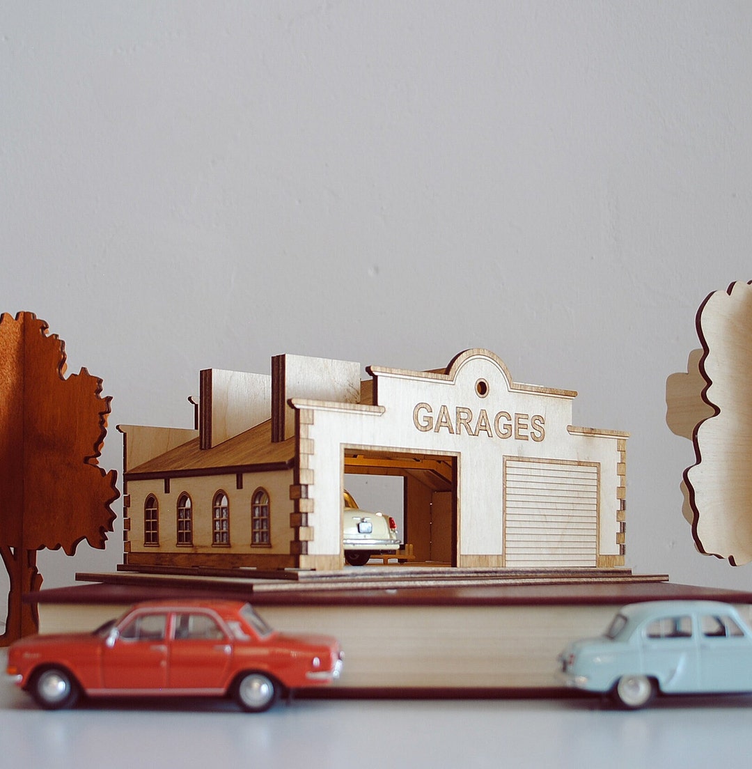Toy Car Garage Building Kit / Ready Item Dollhouse Garage Wooden Toy ...