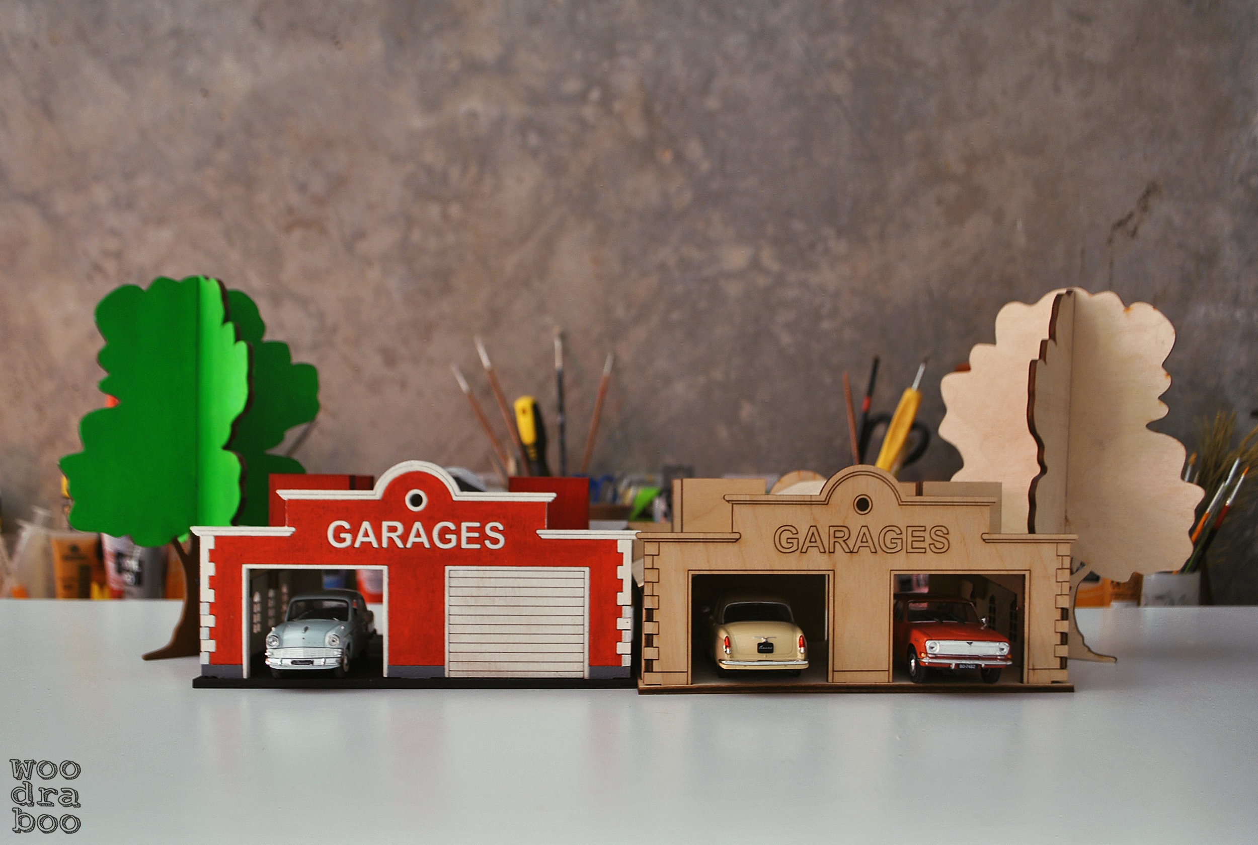 Miniature Car Garage DIY kit 3D Puzzle Kids Play Garage | Etsy