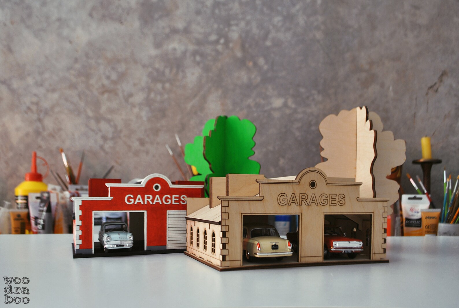 Miniature Car Garage DIY kit 3D Puzzle Kids Play Garage | Etsy