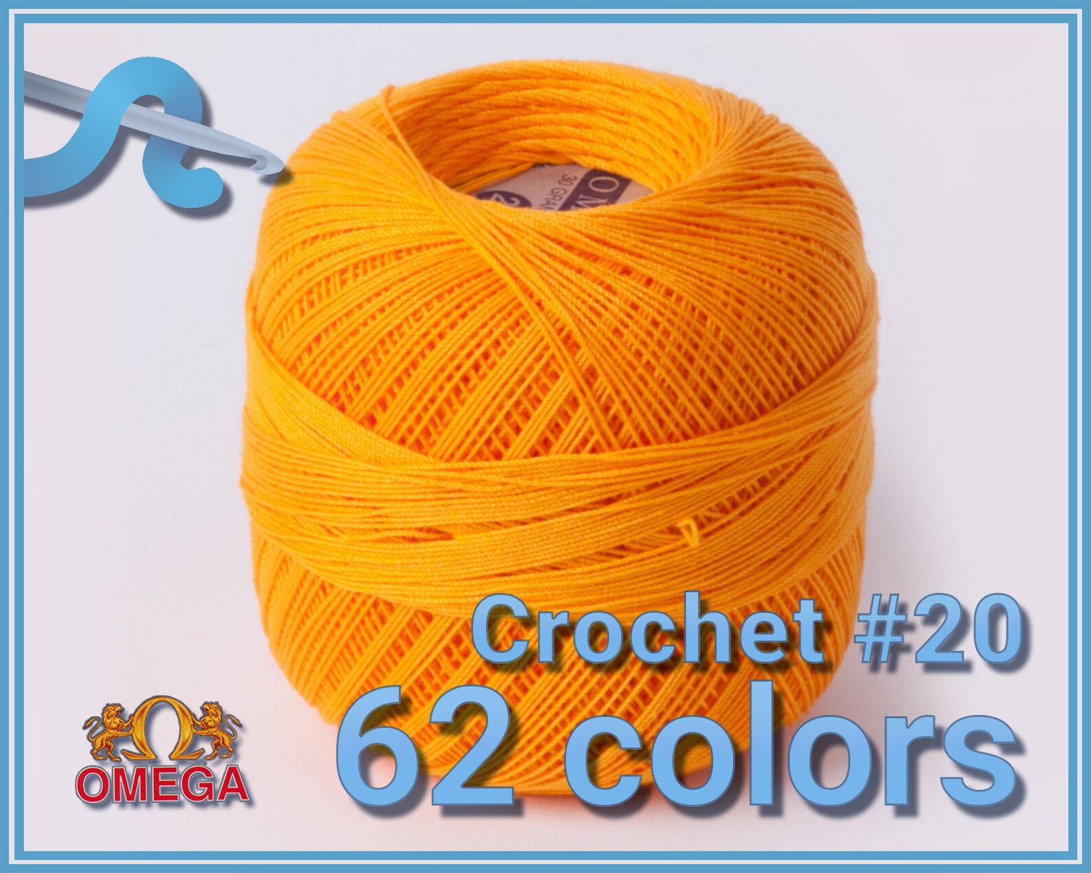 CROCHET OMEGA NO.20 30grs 100% Mercerized Cotton Yarn for - Etsy