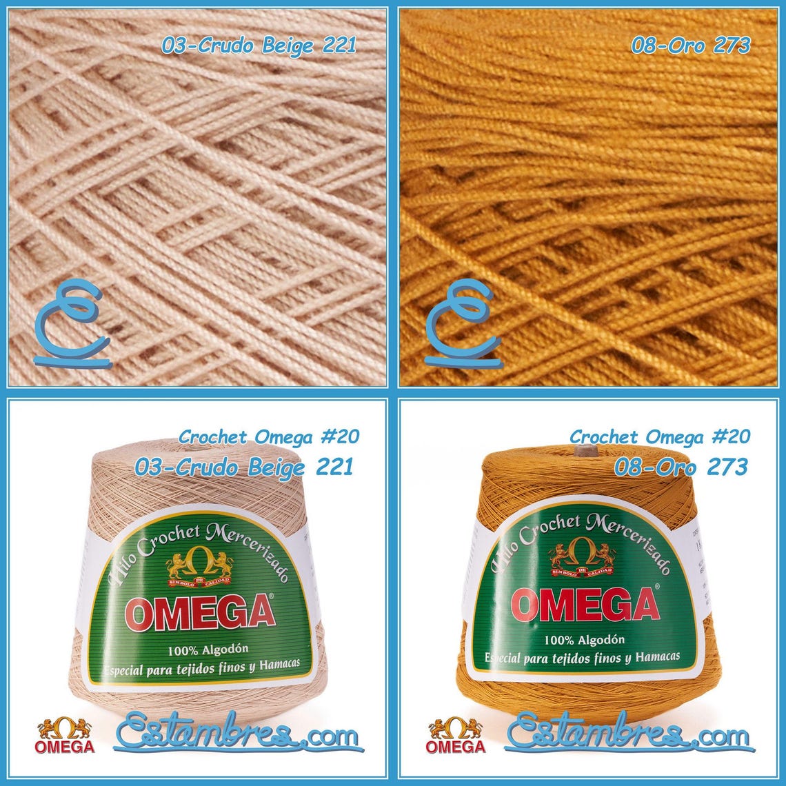 CROCHET OMEGA NO.20 [cone 1KG] - 100% Mercerized Cotton Yarn for Fine ...
