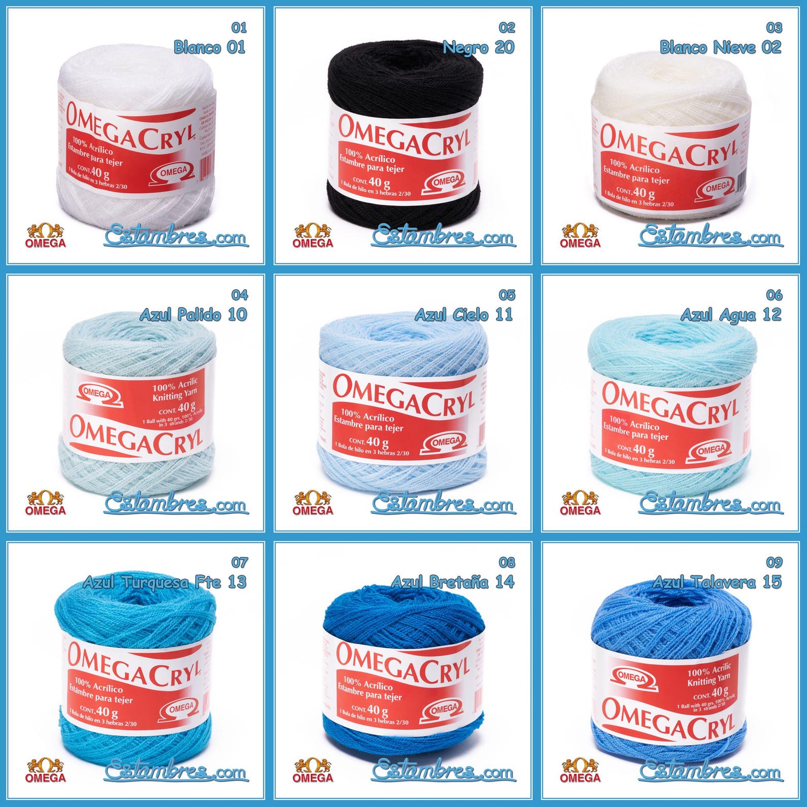 OMEGACRYL [40grs] by Omega - 3-thread Yarn Ideal for Embroidery ...