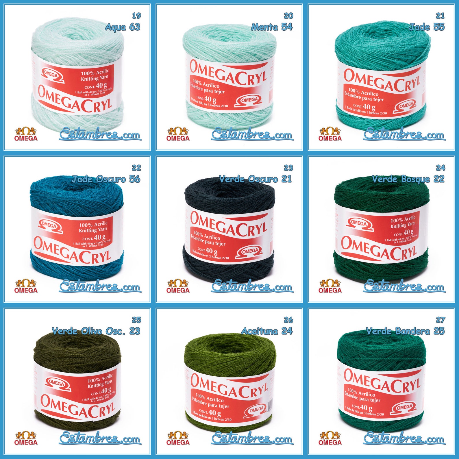 OMEGACRYL 40grs by Omega 3-thread Yarn Ideal for Embroidery, Knitting ...