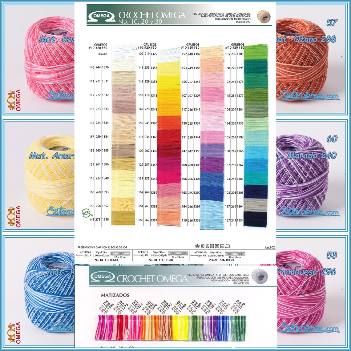 CROCHET OMEGA NO.20 30grs 100% Mercerized Cotton Yarn for - Etsy