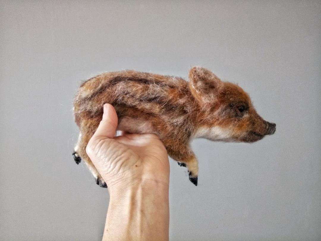 Wild Boar Piglet Figurine, Miniature Needle Felted Animal - Etsy