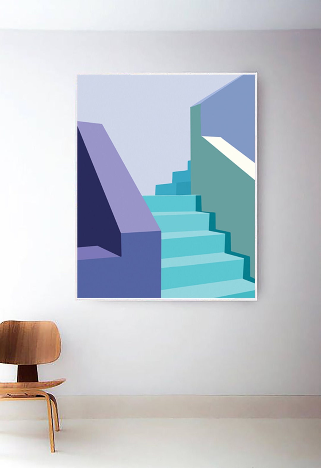 Abstract Architecture Poster, Minimalist City Art, Abstract Stairs ...