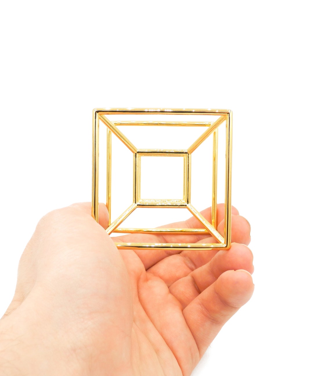 3D Printed Tesseract/hyper Cube: Gold Plated Meditation Tool - Sacred ...