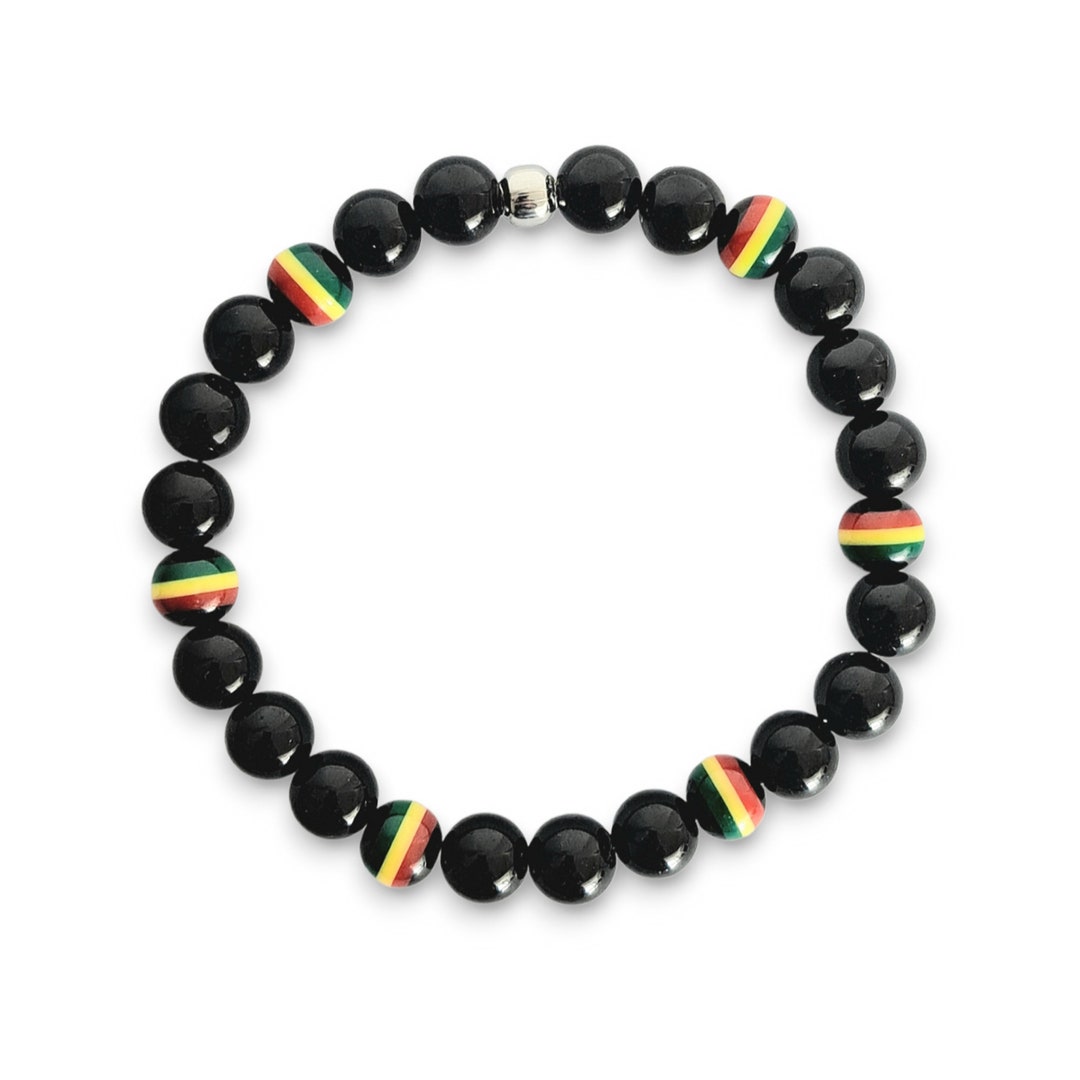 Black Obsidian Jamaica Ghana Reggae Rastafari Beads Energy Healing ...