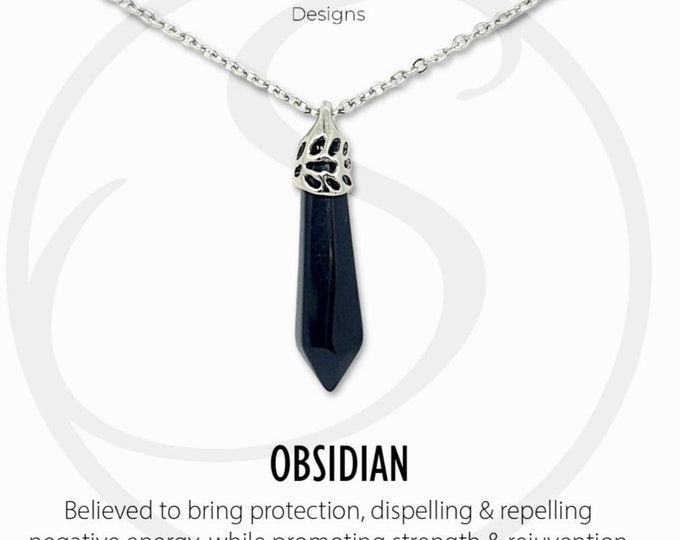 Black Obsidian Gemstone PROTECTION Pendant Amulet Necklace - Etsy