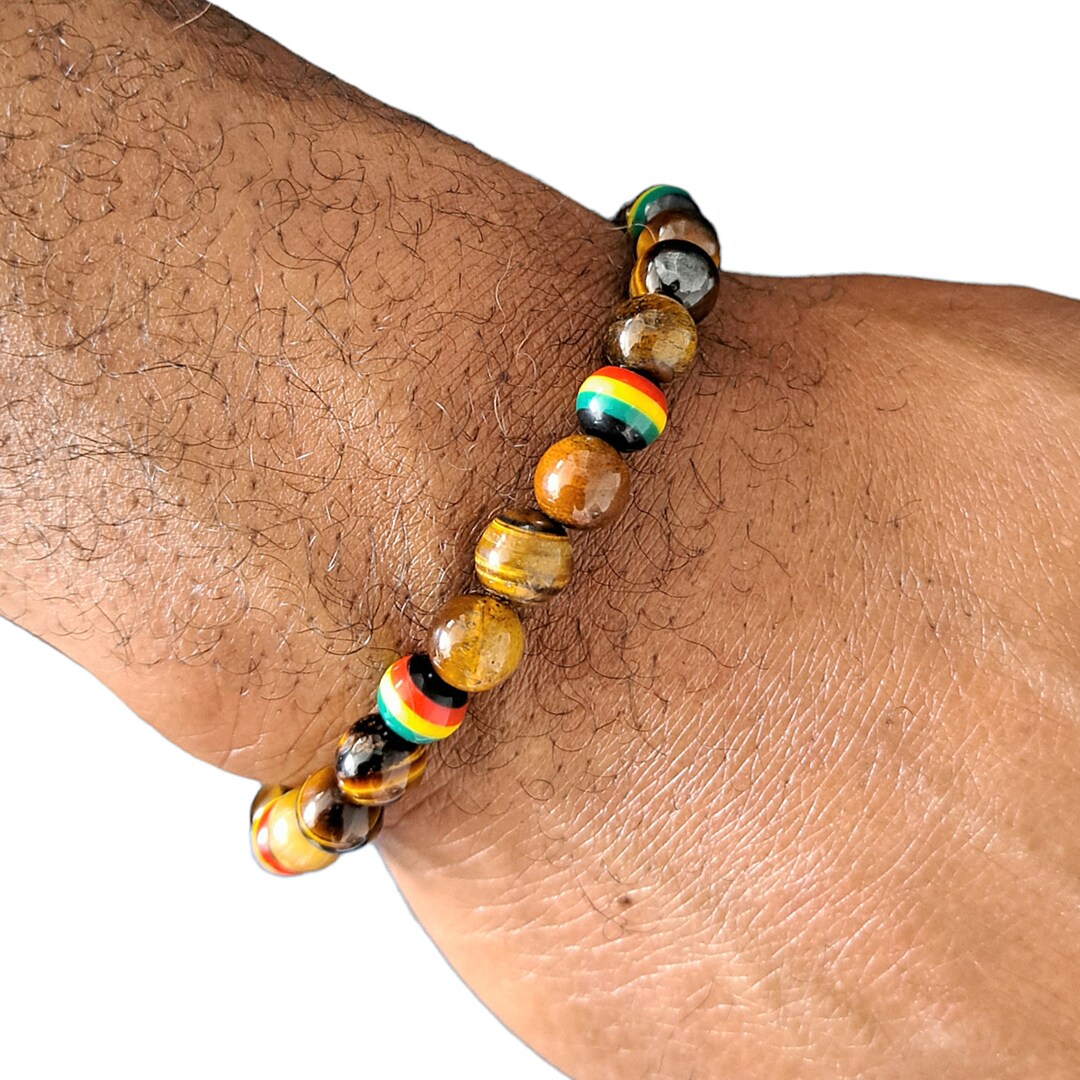 Tiger Eye Beaded Bracelet: Jamaica Ghana Reggae Rastafari Carnival ...