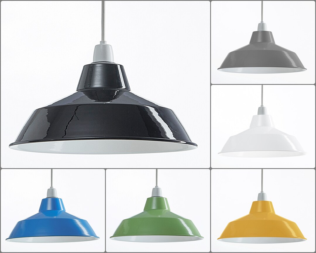 Retro Metal Pendant Light Shade, Vintage Industrial Style, Easy Fit ...