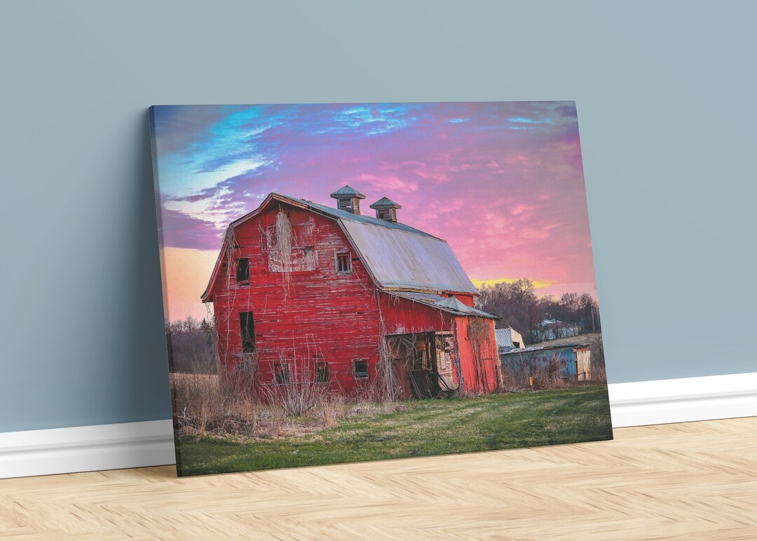 Old Red Barn- Canvas Print - Etsy