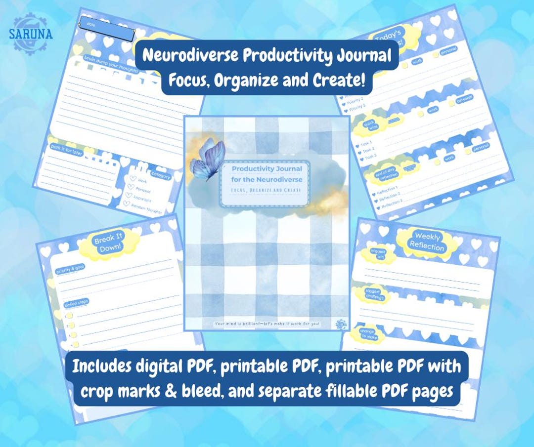 ADHD Neurodiversity Productivity Journal | Brain Dumps, Project Planner ...