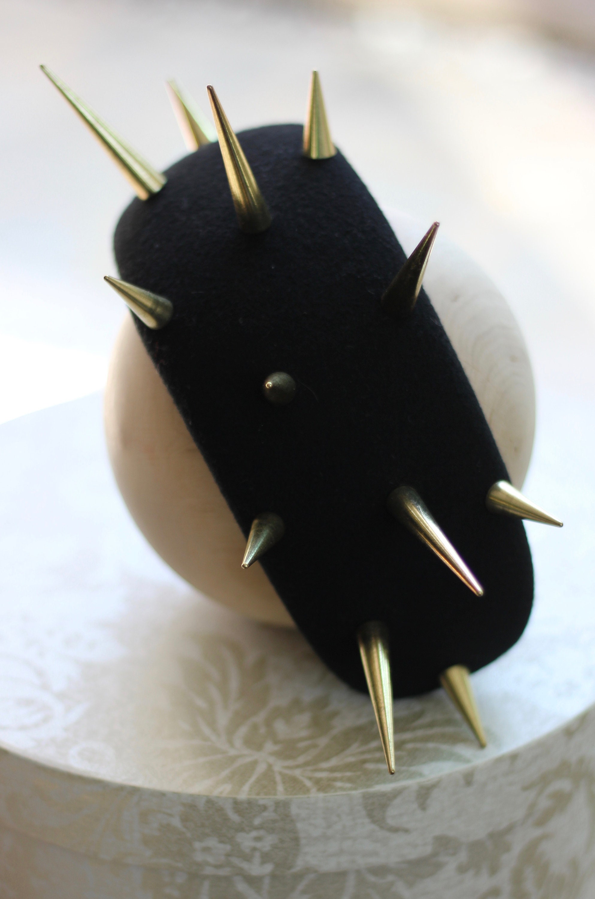 Black Gothic Headband, Gold Spiked Headband, Gothic Wedding, Steampunk ...