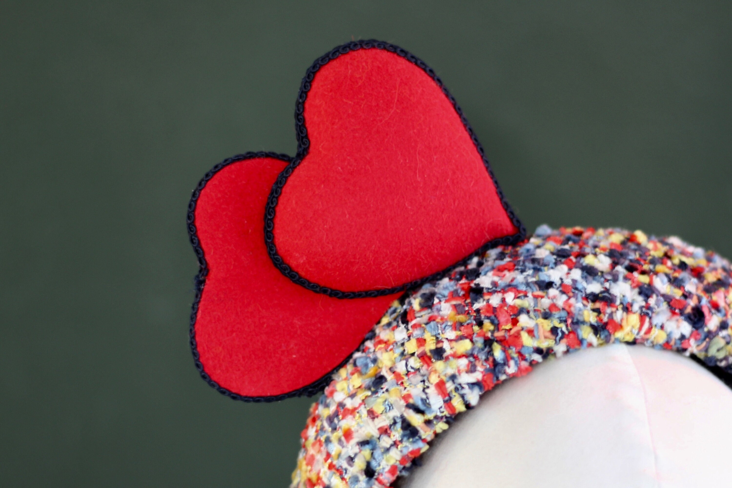 Red Heart Halo Fascinator Tweed Heart Fascinator Headband - Etsy