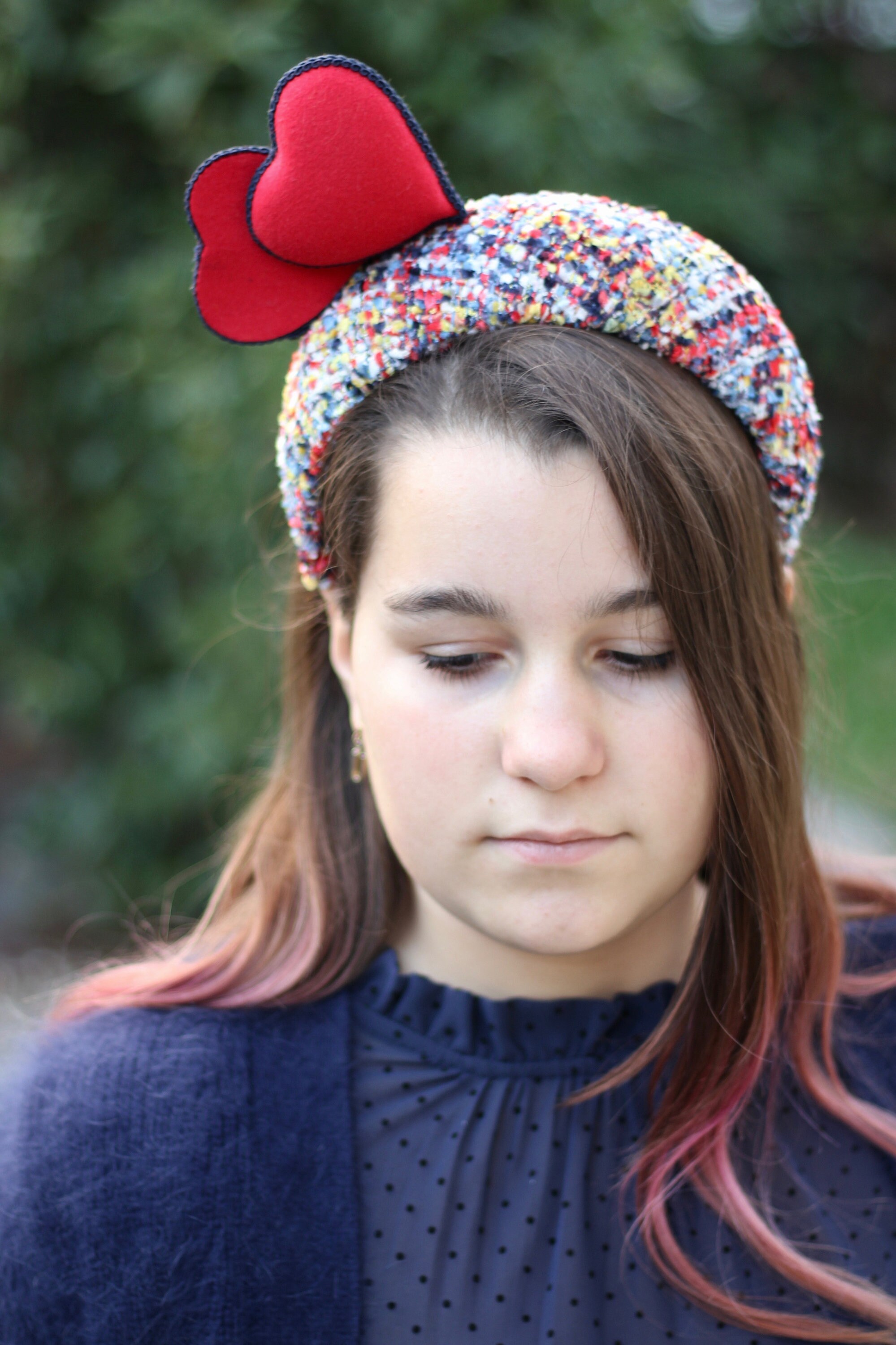 Red Heart Halo Fascinator Tweed Heart Fascinator Headband - Etsy