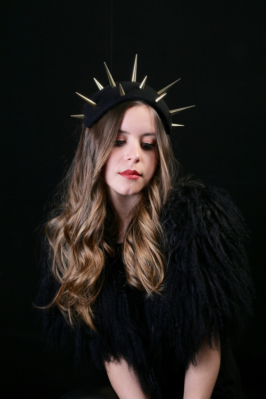 Black Gothic Headband, Gold Spiked Headband, Gothic Wedding, Steampunk ...