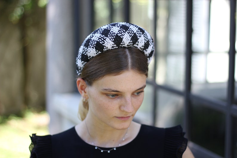 Black and White Headband Halo Crown Headband Vintage Style - Etsy
