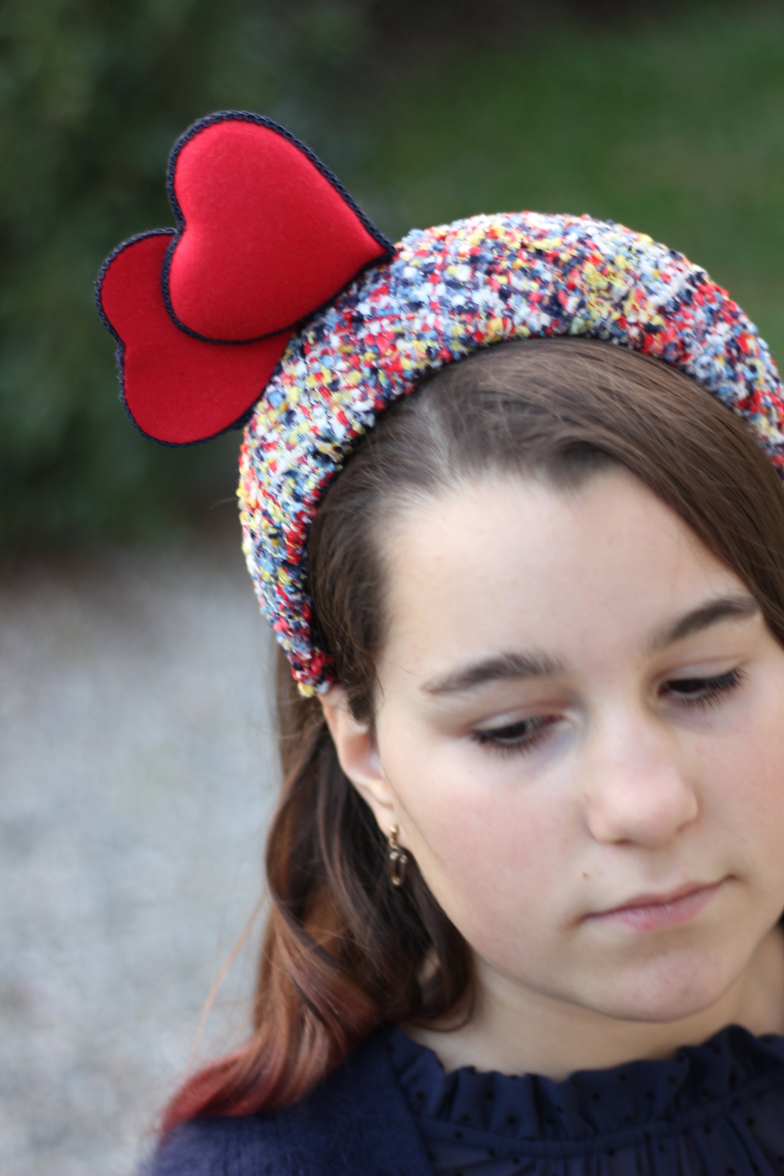 Red Heart Halo Fascinator Tweed Heart Fascinator Headband - Etsy