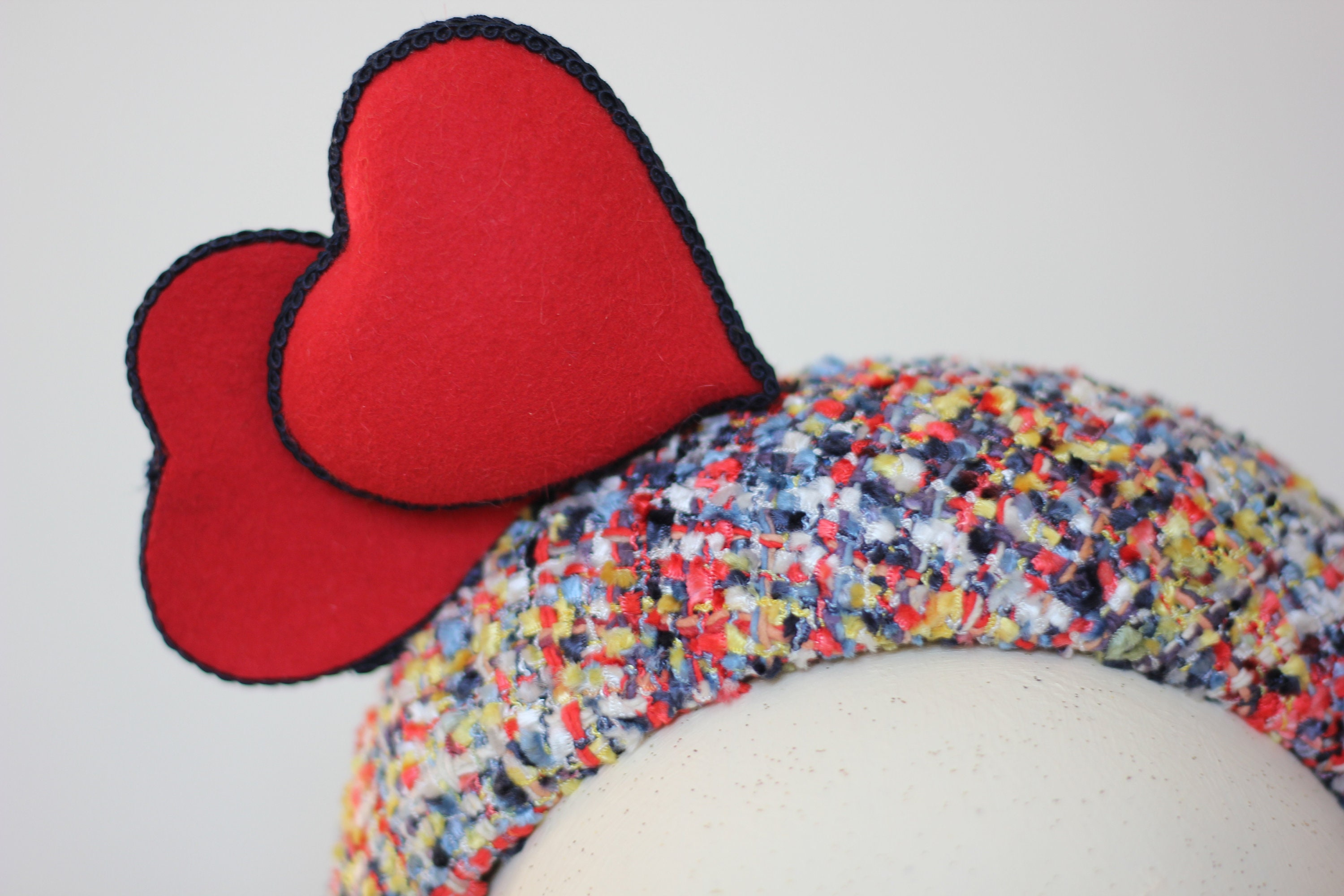 Red Heart Halo Fascinator Tweed Heart Fascinator Headband - Etsy