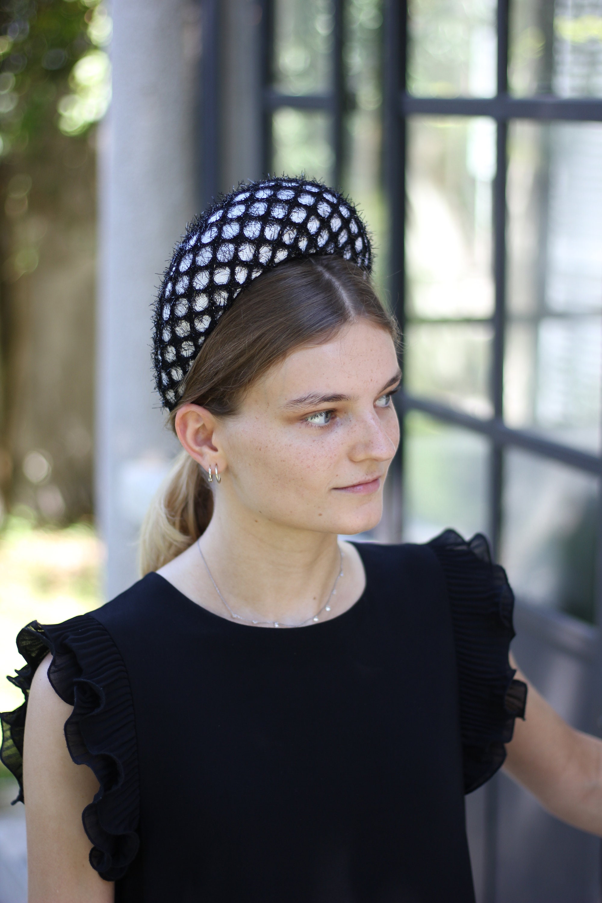 Black and White Halo Headband, Derby Halo Fascinator, Halo Crown ...