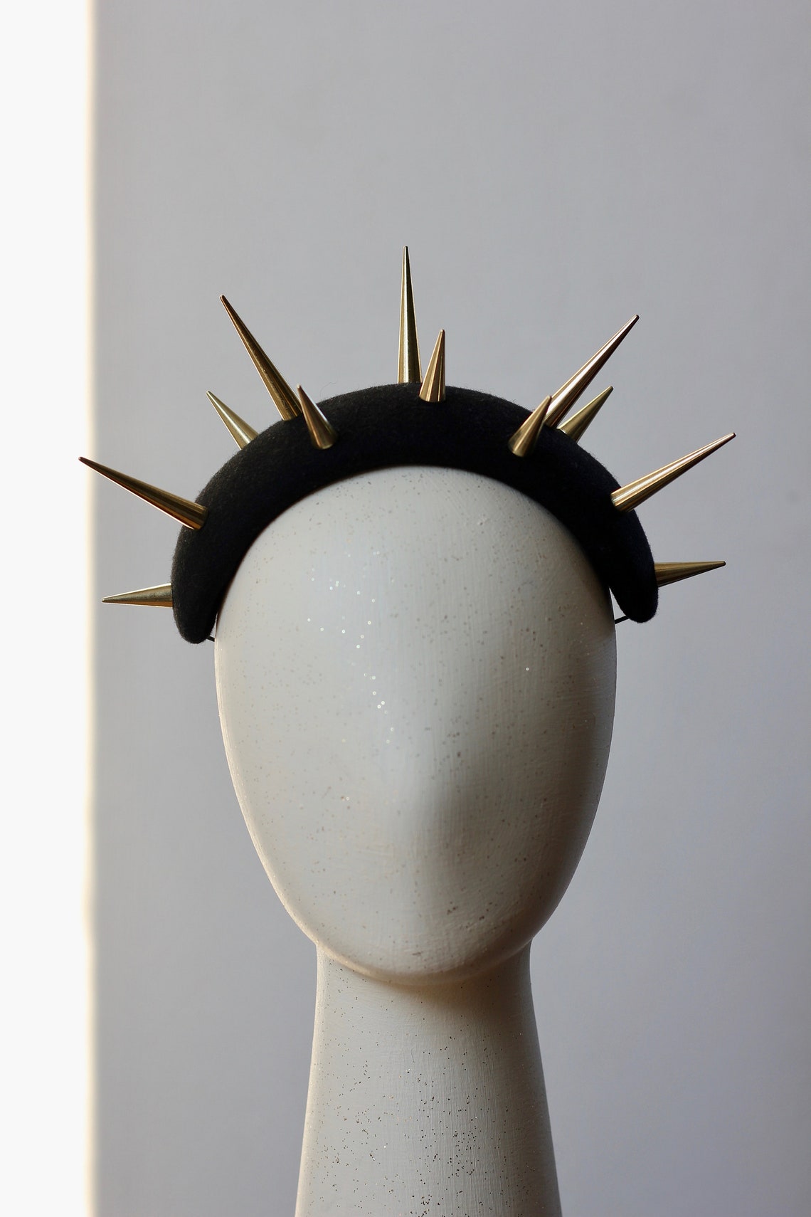 Black Gothic Headband, Gold Spiked Headband, Gothic Wedding, Steampunk ...