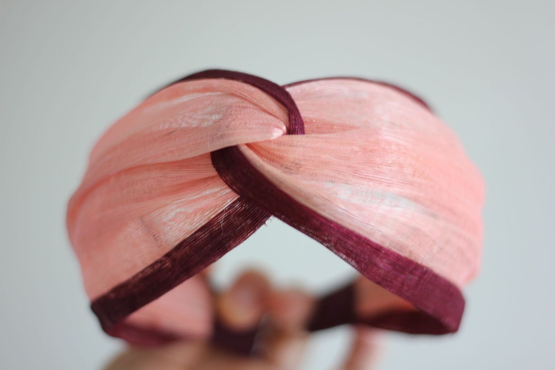 Pink Silk Turban Headband, Peach Pink Knotted Head Wrap, Head Scarf ...