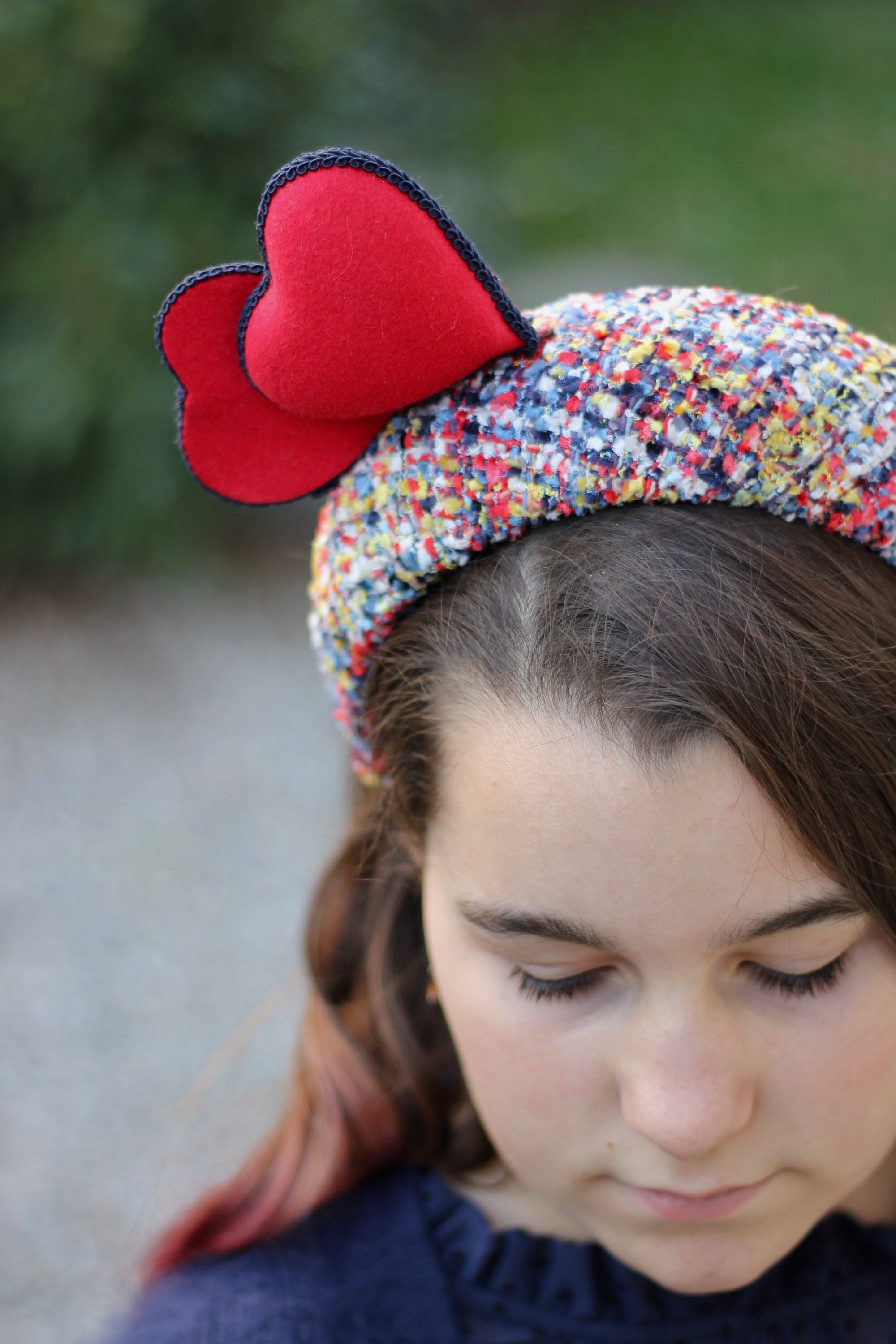Red Heart Halo Fascinator Tweed Heart Fascinator Headband - Etsy