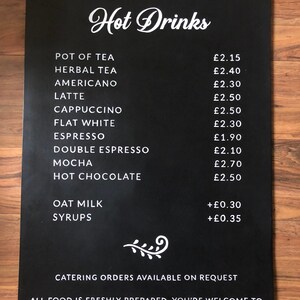Customised Menu Boards Blackboards Chalkboards Hand Drawn Hand Finished ...