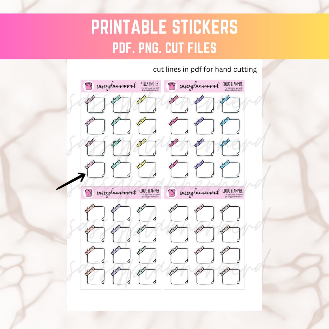 Printable Doodle Stickers, Coffee Mug, Planner Stickers, Png Stickers ...
