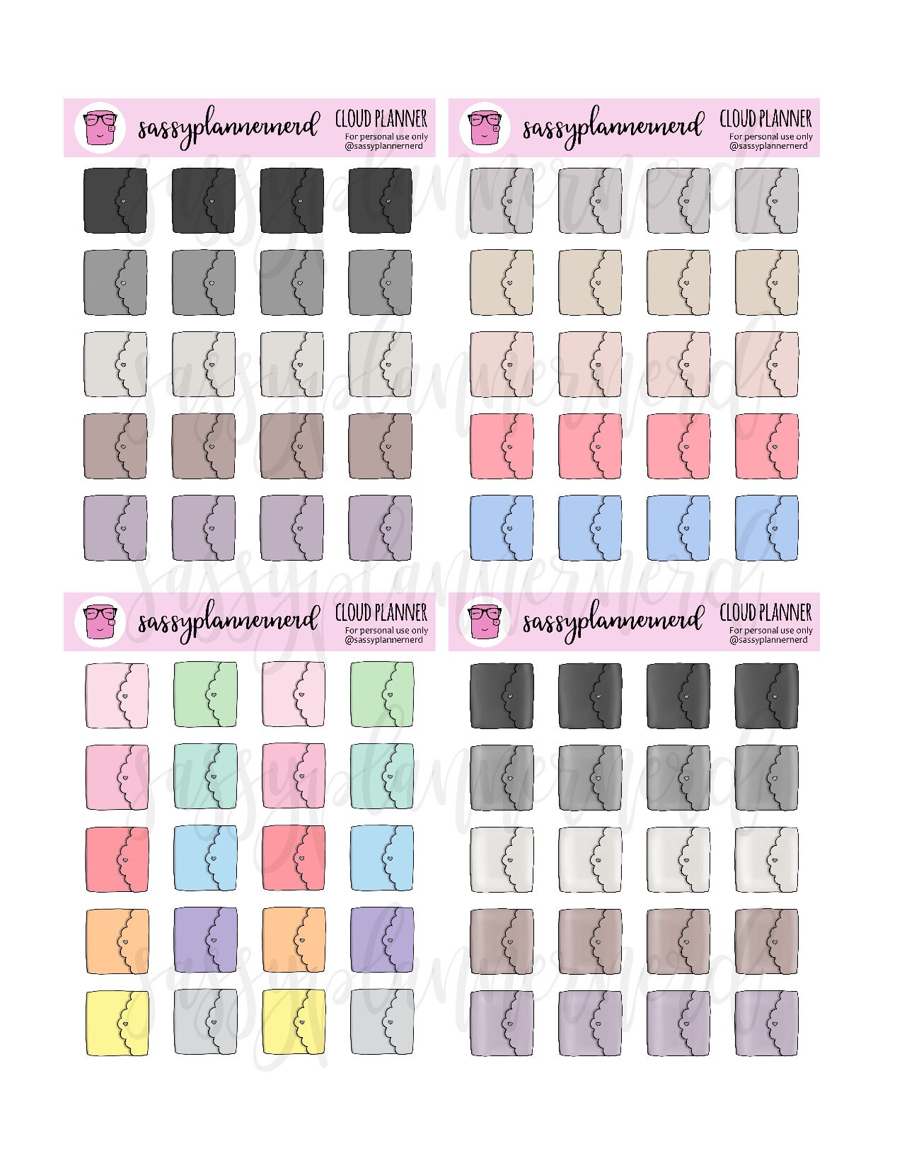 Cloud Planner Doodle Stickers | Printable Planner Stickers | Doodle ...
