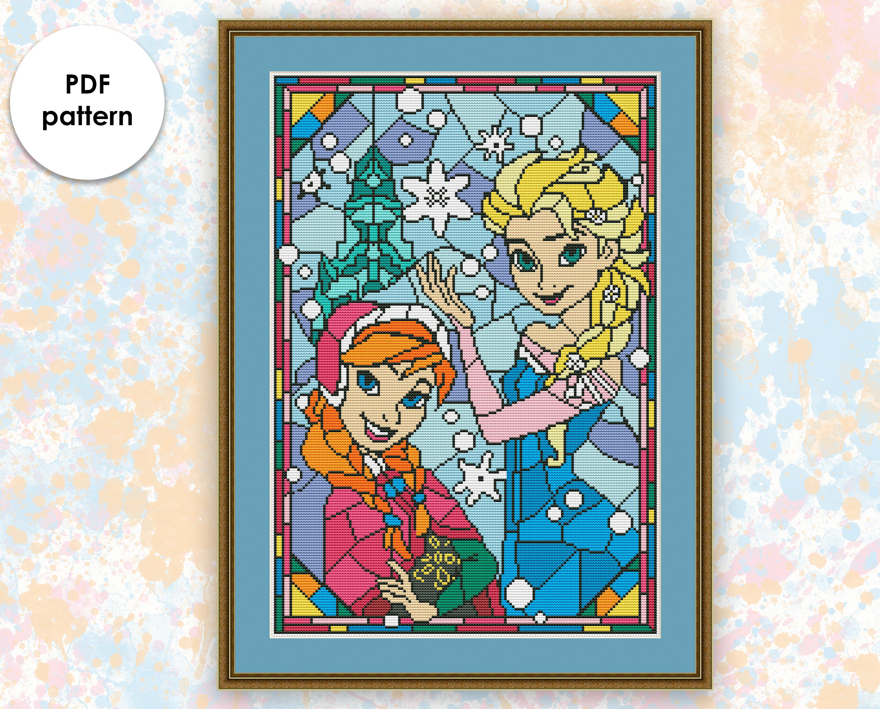 Stained glass cross stitch pattern Modern cross stitch pattern SG029 ...