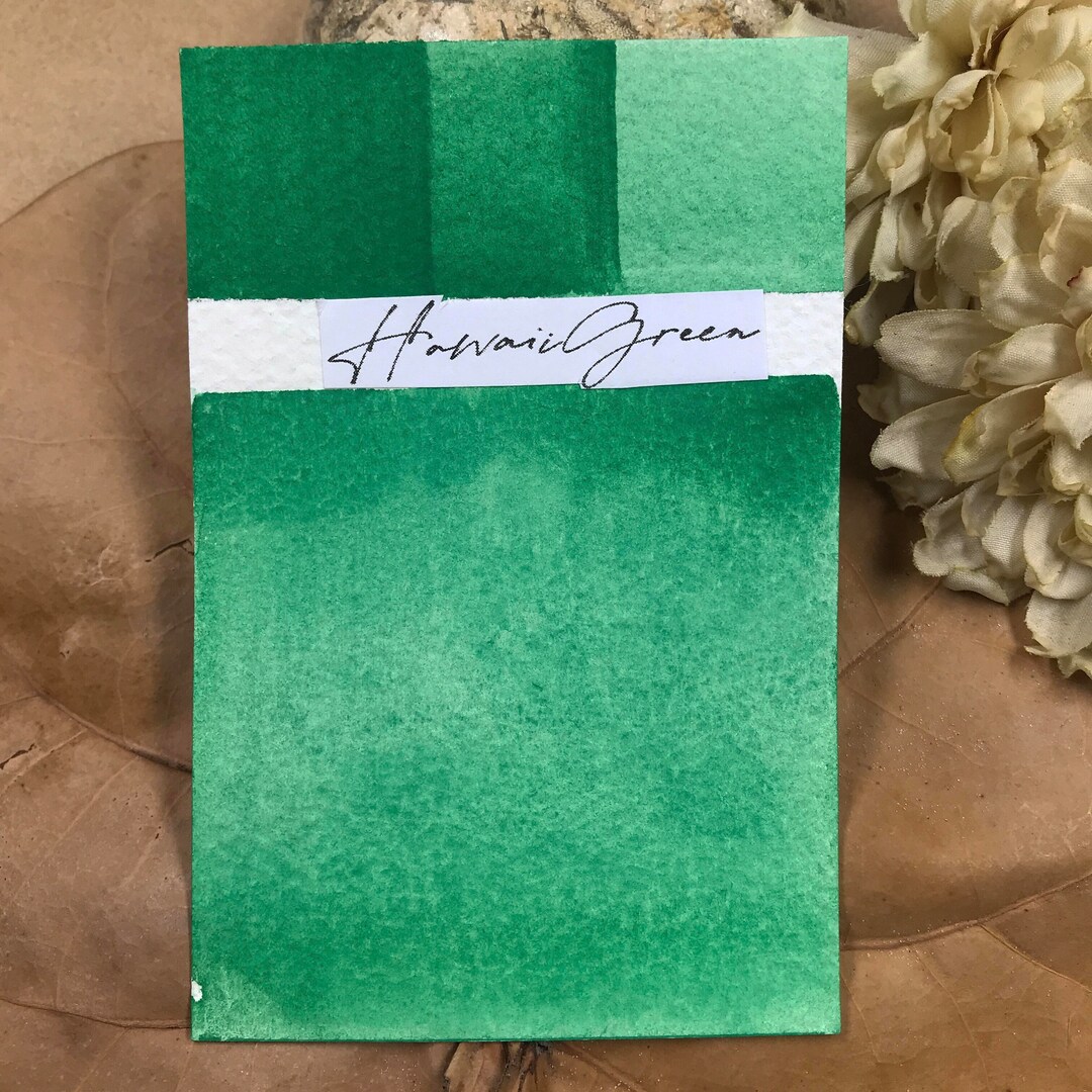 Handmade Watercolor HAWAII GREEN Vegan Traditional Half - Etsy