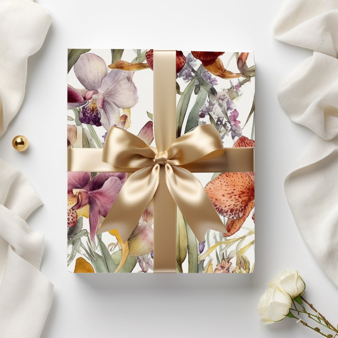 Watercolor Scrapbook Paper and Gift Wrap With Orchids in Sizes 12x12 up ...