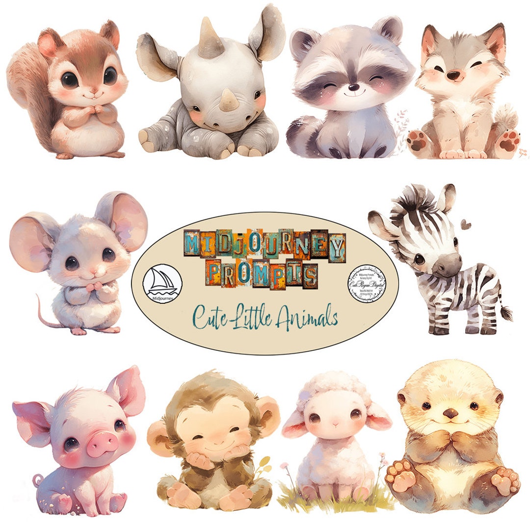 20 Midjourney PROMPTS, Clipart Baby Animals, Springtime Crafts. Perfect ...