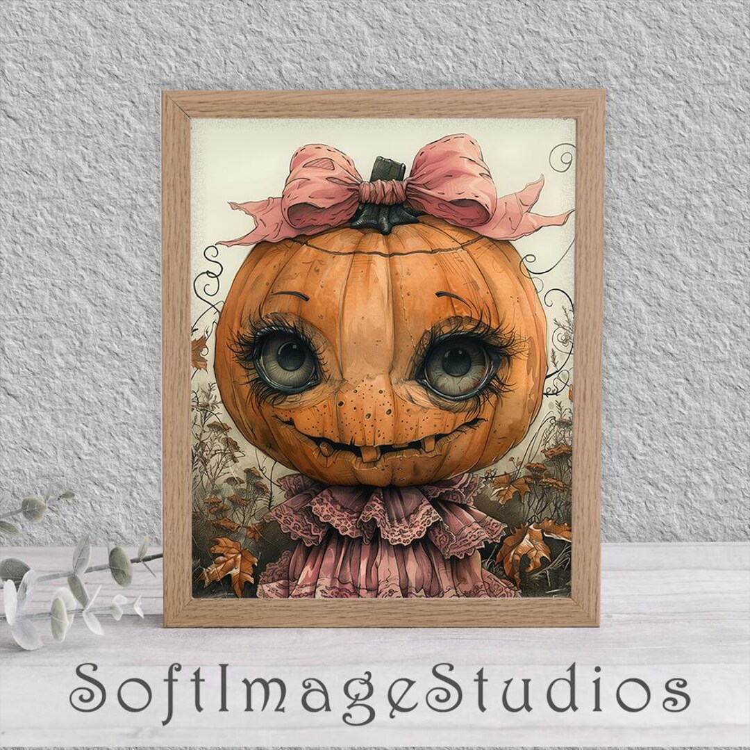 Coquette Pumpkin Wall Art Print Cute Girl's Dorm Decor Gift Idea ...