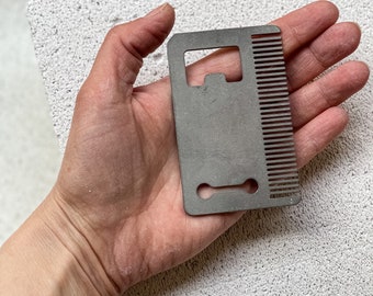 Titanium Card Size Mustache Comb From Calti Edc Tool - Etsy