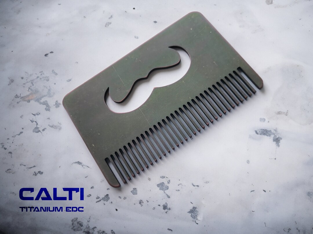 Custom Titanium Mustache Comb, EDC Wallet Tool - Etsy