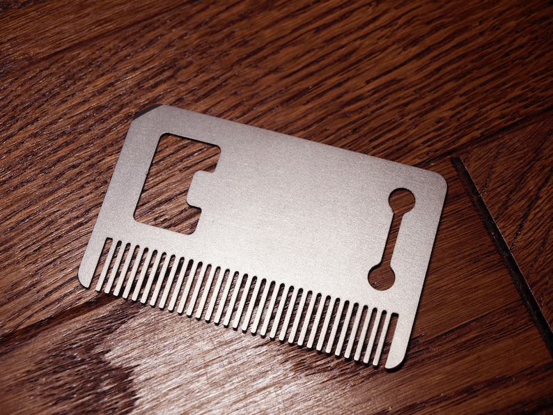 Titanium Card Size Beard Comb From Calti Edc Tool Tactical | Etsy
