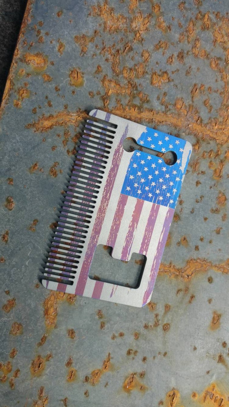 Titanium Card Size Beard Comb From Calti Edc Tool Tactical - Etsy