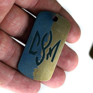 Tridend Titanium Tag, Military Badge, Military Tag, Hypoalergic, Pet ...