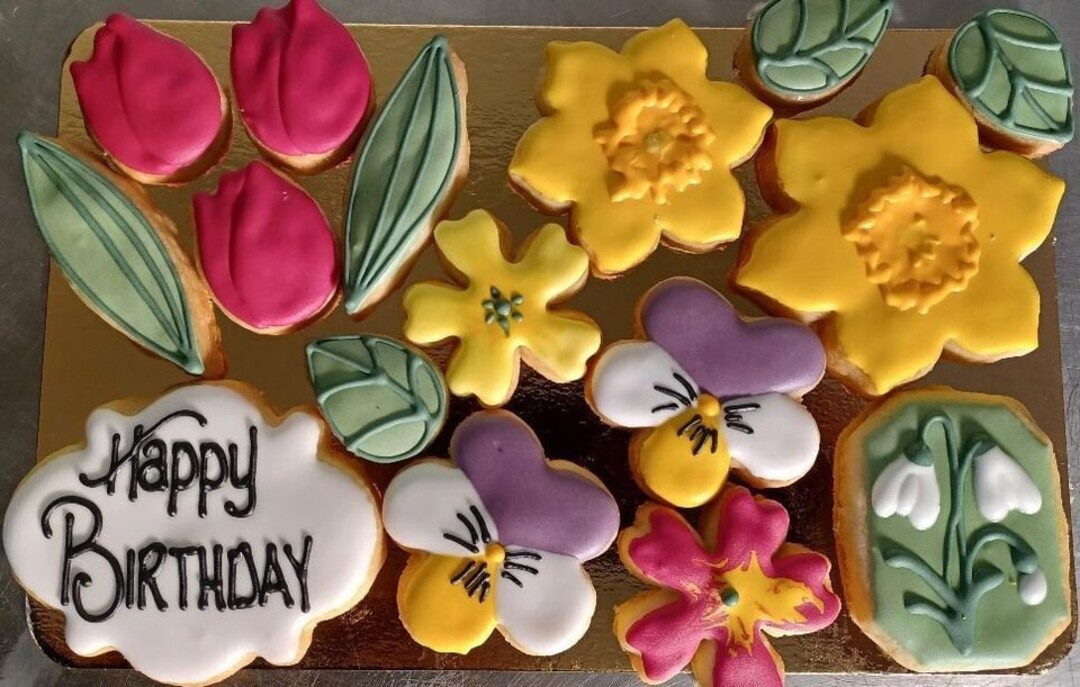 Spring Flower Happy Birthday Butter Shortbread Postbox Biscuit Box - Etsy