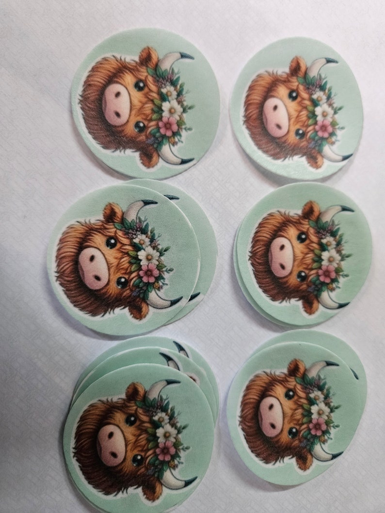 Highland Cow Edible Card Cupcake Toppers Printed With Edible Ink.pack ...